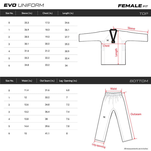Tusah EVO Dan Taekwondo Uniform - Female Fit - WT Approved – IBEX SPORTS